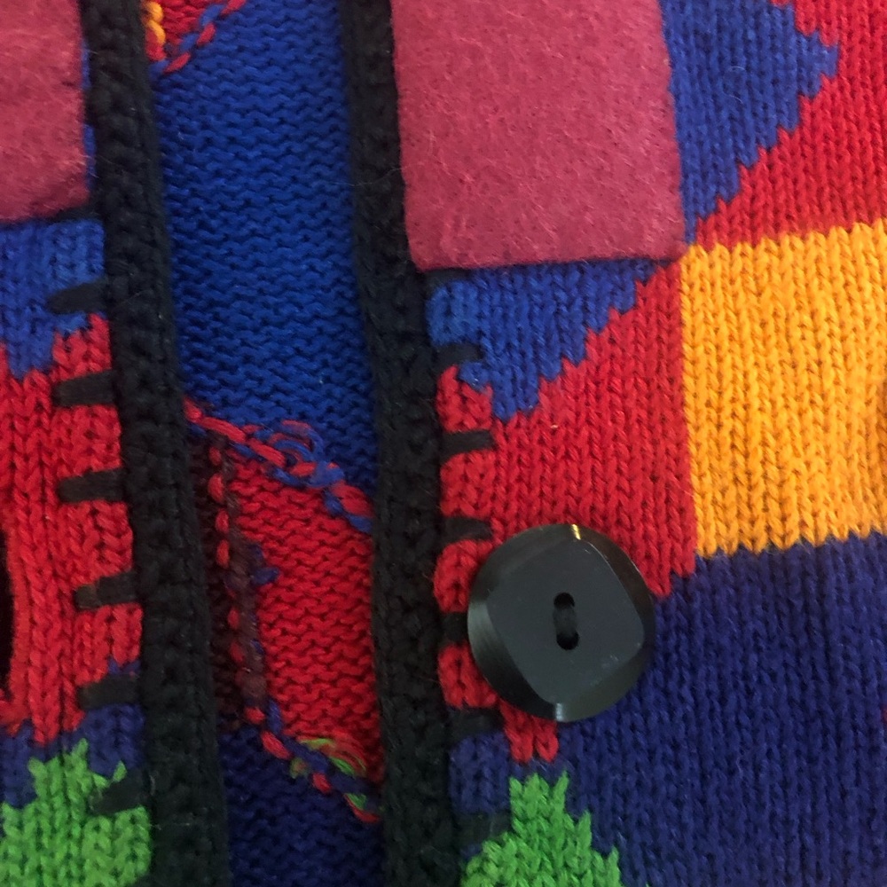 Michael Simon Cardigan Vtg ‘90’s Geometric Harlequin … - Gem